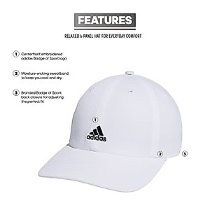 adidas Women's Saturday Relaxed Fit Adjustable Hat, White/Black, One Size