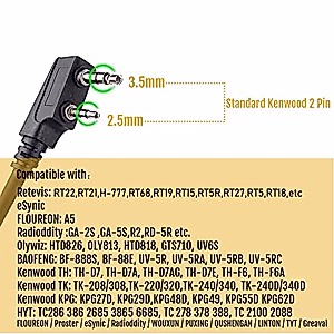 Retevis EHK007 Noise Reduction Walkie Talkie Headset, Sound Pickup, Compatible RT22 RT21 RT68 RB85 Baofeng UV-5R Walkie Talkie, 2 Way Radio Headset, Airsoft Shooting Hunting Gift(1 Pack)