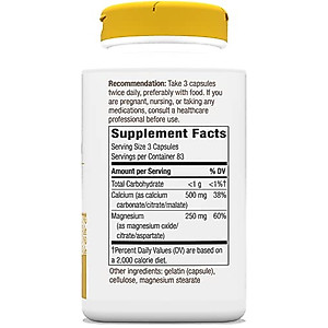 Nature's Way Calcium & Magnesium Mineral Complex, Supports Bone Health*, 750 mg per serving, 250 Capsules