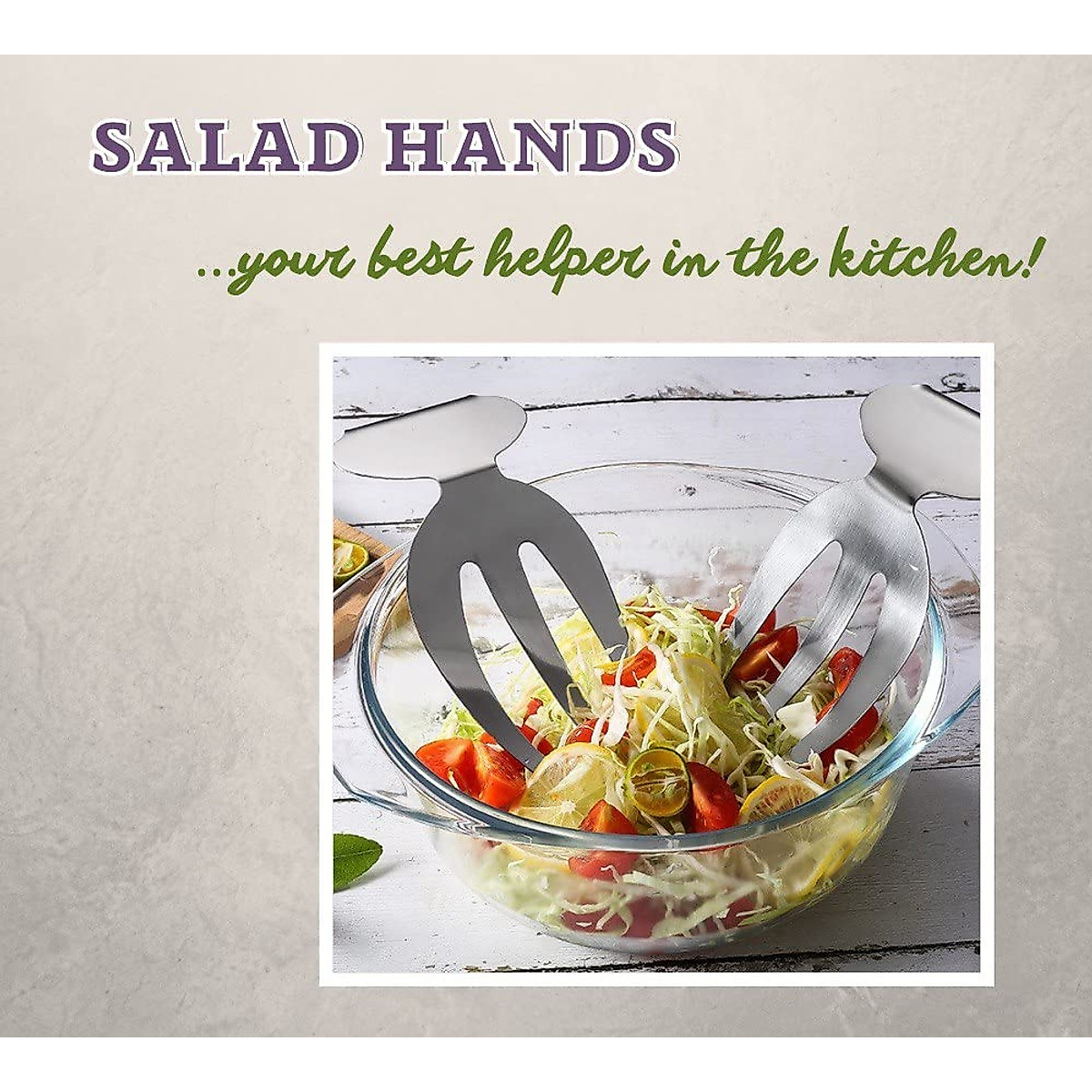 Salad hands, kitchen tools, salad claws, salad tongs, kitchen aid, revolving salad server, kitchen helper, salad tosser, salad forks, salad serving utensils, server claws