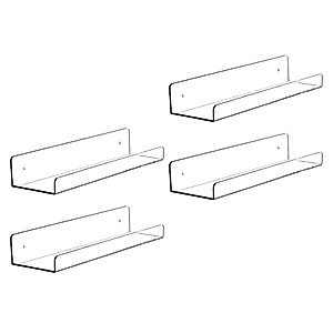 Cabilock Clear Vinyl Record Display Shelf: Acrylic Album Display Clear Wall Bookshelves 4pcs Wall Mounted Storage Rack for Planter Nail Polish Home Office Kitchen