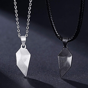 EIELO 4Pcs Couples Bracelet Necklace Set Matching His and Hers Promise Love Heart Pendant Necklace Bracelet for Couples Long Distance Relationship Natural Stone Bead Couple Jewelry (B)