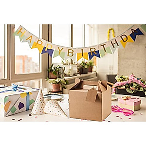Frantis Brown Gable Boxes 12 Pack 7 x 5.5 x 5.5 Inches with Rope and Tag Party Favor Boxes for Birthday Party Wedding Treat Boxes …