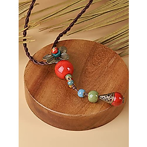 MINACHI Bohemian Flower Colorful Ceramic Beads Necklace, Tricolor Beaded Jewelry, Gifts for Women and Girls (1)