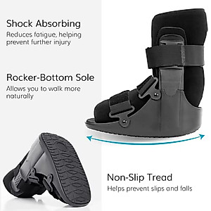 BraceAbility Short Walking Boot - Orthopedic Medical Walker Cast for Broken Toe Injuries, Sprained Ankles, Metatarsal Stress, Post-Op Support Left or Right Foot Fracture Shoe Fits Men and Women (L)