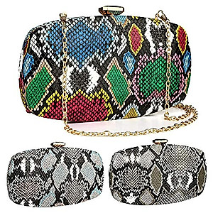 Gets Multicolor Snakeskin Purse for Women Box Evening Bag Green Snakeskin Clutch Handbag Party Wedding (Green)