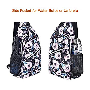 MOSISO Sling Backpack, Multipurpose Travel Hiking Daypack Rope Crossbody Shoulder Bag, Windflowers