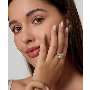 Michooyel 4.0ct Radiant Cut Women's Engagement Ring Simulated Diamond Wedding Ring Promise Ring 925 Sterling Silver Wedding Band