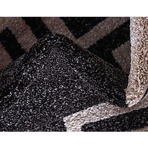 Unique Loom Athens Collection Classic Geometric Modern Border Design Area Rug, 5 ft x 8 ft, Charcoal/Beige