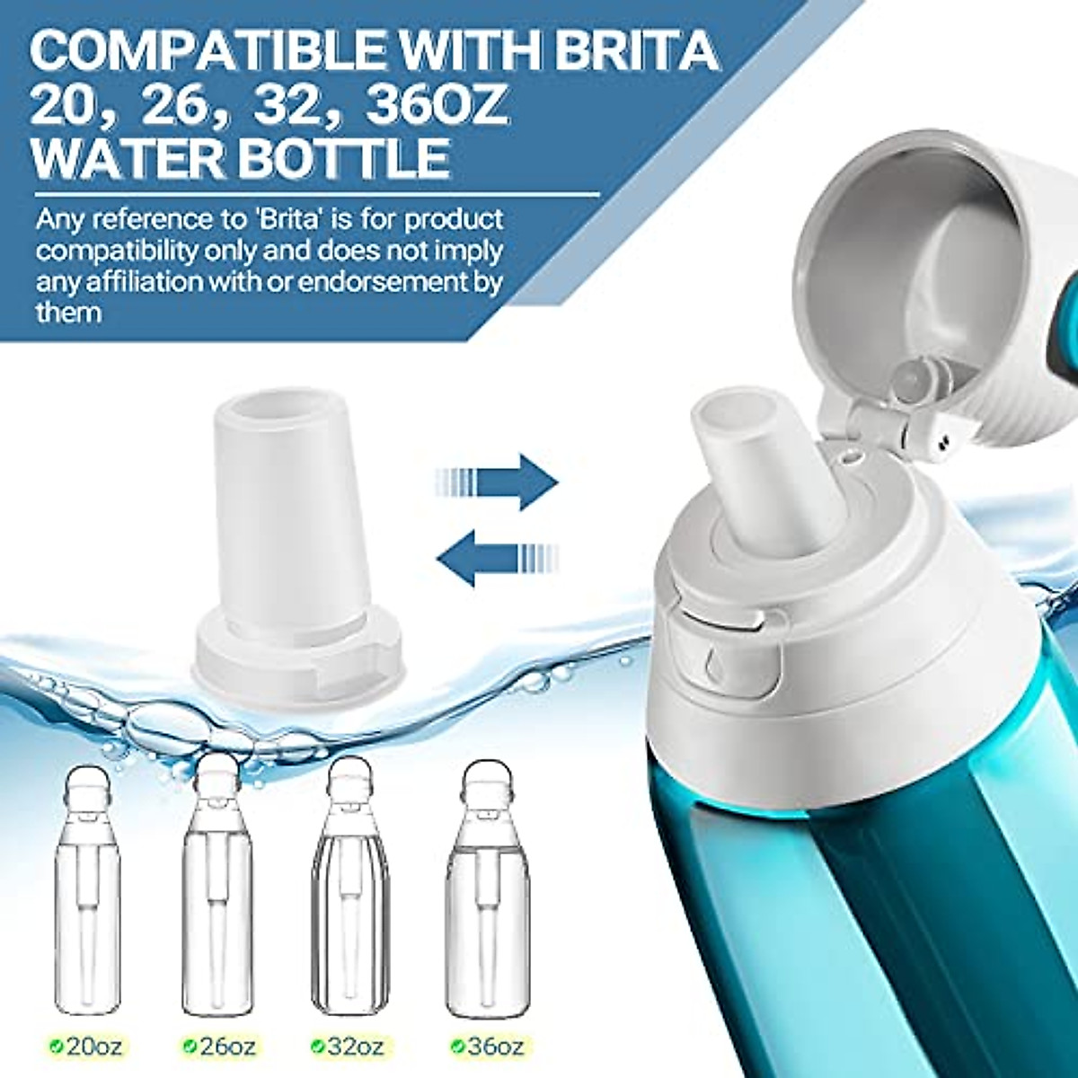 SelfTek 4 Pack Bite Valve Replacement Compatible with Brita Filter Water Bottle & Brita Stainless Steel Water Bottle, Silicone Water Bottle Mouthpiece Replacement Parts for Brita Bottle