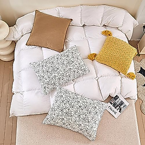 ECOCOTT 2 Pack Pillowcase Standard Size with White & Black Floral Pillow Cases Set, 100% Cotton Standard Pillow Covers Envelope Closure (Standard, 20"x26")