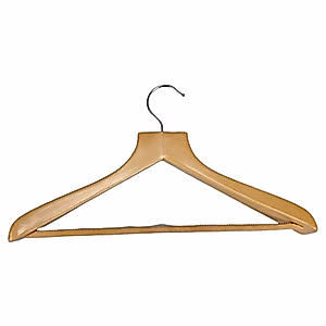 Natural Finish Deluxe Suit Hanger with Bar (Set of 5)