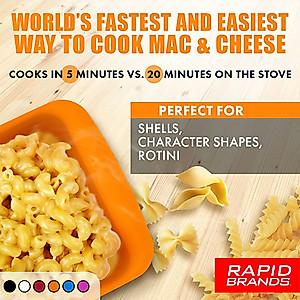 Rapid Mac Cooker | Microwave Macaroni & Cheese in 5 Minutes | Perfect for Dorm, Small Kitchen or Office | Dishwasher-Safe, Microwaveable, BPA-Free… (Blue & Orange, 2-Pack)