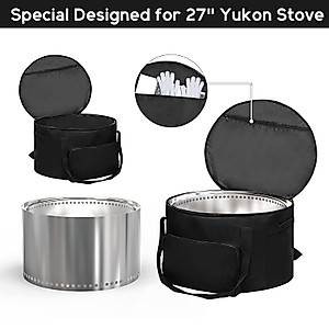 Carrying Bag for Yukon Stove, 27-Inch Outdoor Fire Pit Bag Compatible with Yukon Stove, Weather-Resistant Portable Camping Fire Pit Carry Bag for Yukon Only, Camping Yukon Stove Accessory