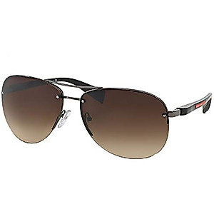 Prada Linea Rossa Men's PS 56MS Sunglasses Gunmetal/Brown Gradient 62mm
