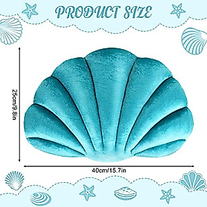 2 Pcs Seashell Pillow Soft Shell Pillow Seashell Shaped Accent Throw Pillows Cute Decorative Pillow Cushion for Couch Bed Sofa Living Room Bedroom Room Decor, White, Light Blue, 15.8 x 9.8 Inch
