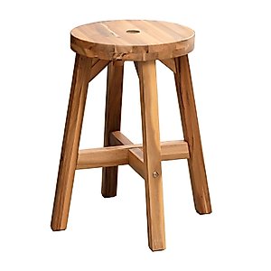 FRITHJILL 17.7-Inch Seat Stool, Round Wooden Counter Stool, Natural