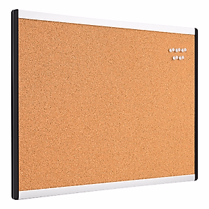 Amazon Basics Cork Board with Aluminum/Plastic Frame and Mounting Tabs, 17 x 23 Inches
