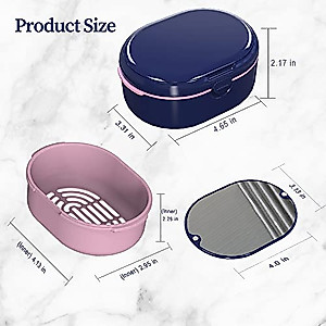 Dentures Case, Denture Bath Case Cup Box Double Layer Dry and Wet Separation Portable False Teeth Container, Denture Cup with Lid for Cleaning Household Office Travel(Blue)