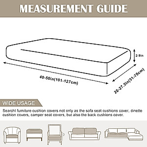 SearchI Waterproof Couch Cushion Covers Replacement, Washable Sofa Chair Seat Cushion Covers Soft Couch Cushion Slipcovers Stretch Furniture Protector for Kids, Pets(Medium, Light Gray)