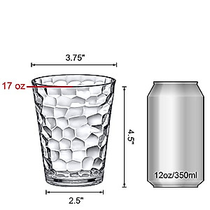Amazing Abby - Iceberg - 16-Ounce Plastic Tumblers (Set of 8), Plastic Drinking Glasses, All-Clear High-Balls, Reusable Plastic Cups, Stackable, BPA-Free, Shatter-Proof, Dishwasher-Safe