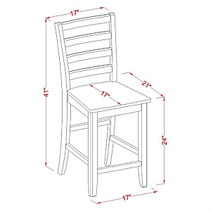 East West Furniture TRFA3-BLK-W 3 Piece Counter Height Dining Set for Small Spaces Contains a Round Dining Room Table and 2 Wooden Seat Chairs, 42x42 Inch, Black & Cherry