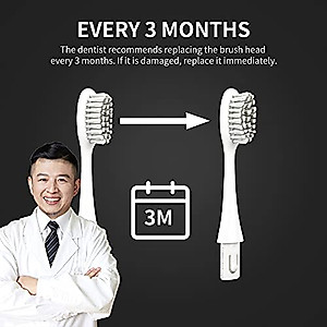 Flexforce V1 Toothbrush Replacement Heads, Adult and Kid Toothbrush Heads, Sonic, Clean Tongue Coating, Nylon (4 Packs, White)