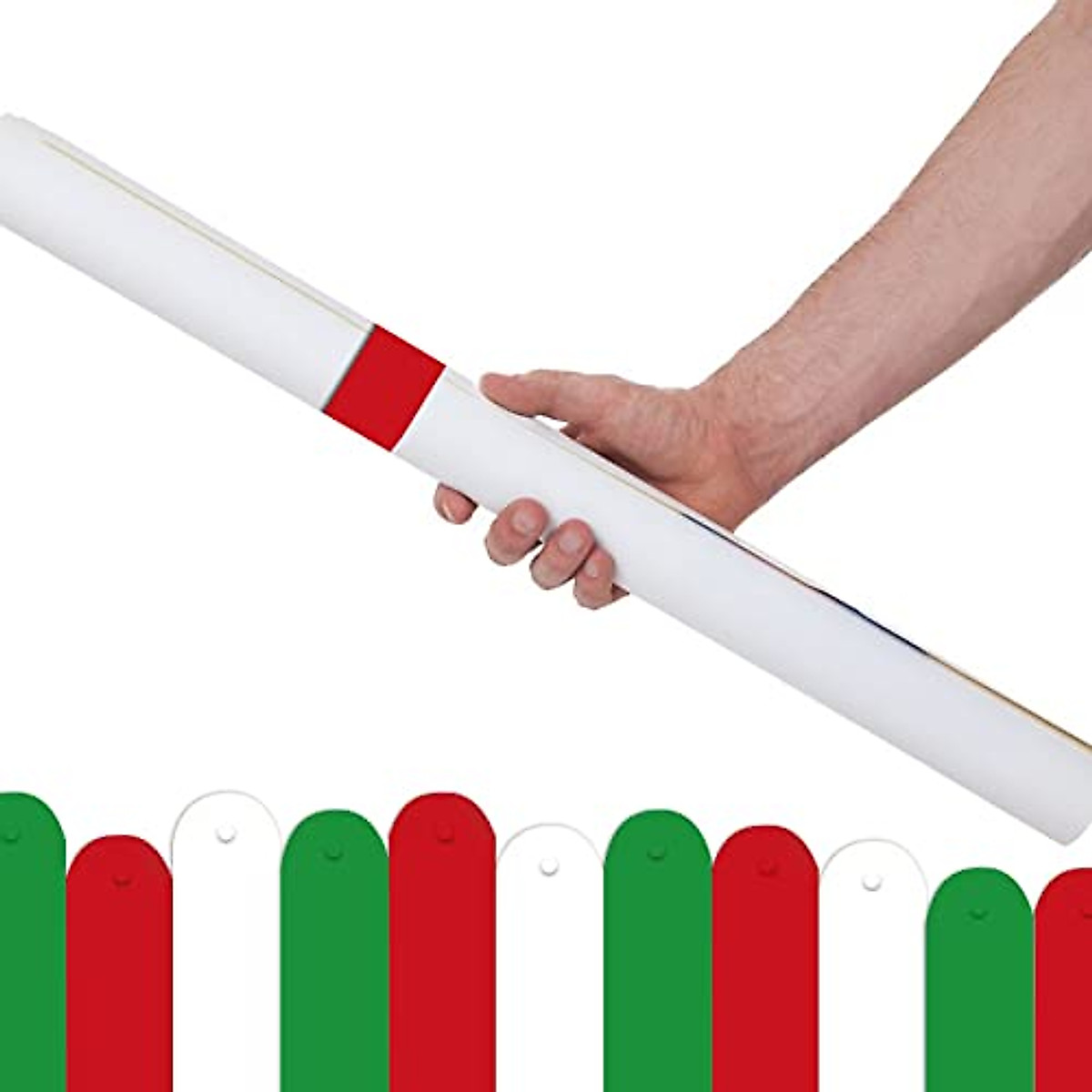 ZUYYON 9 Pcs White Red Green Silicone Flip Wraps Silicone Covered Metal Strips Gift Wrap Roll Holder Wrapping Paper Poster Holder Stabilizer Slap Bands for Storage Organization