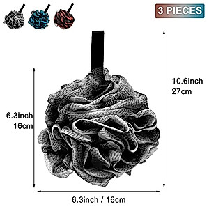 Loofah Bath Shower Sponge Body Scrubber,75g Exfoliate Mesh Pouf Shower Bouquet,3 Pack Body Wash for Women and Men