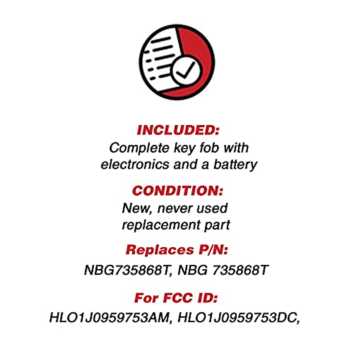 KeylessOption Keyless Entry Remote Control Car Flip Key Fob Replacement for HLO1J0959753AM, HLO1J0959753DC