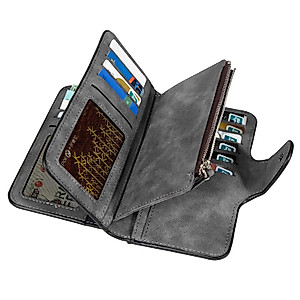 Wallet for Women RFID Blocking Clutch Purse Long Ladies Credit Card Holder Organizer(Dark Grey)