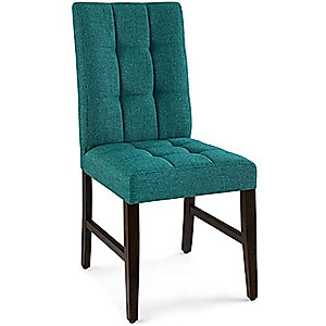 Modway Promulgate Biscuit Tufted Upholstered Fabric Dining Side Chair, Set of 2, Teal