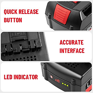 LabTEC 2-Pack 6.0Ah 18V Lithium Battery BAT609 and Battery Charger Kit Compatible with Bosch