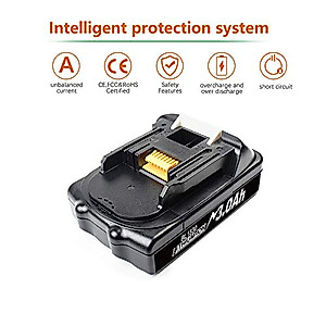 Powtree BL1815 18V 3.0Ah LXT Lithium-ion Replacement Battery for Makita BL1815 BL1830 BL1860 BL1850 BL1840 BL1850B-2 BL1845 BL1815 BL1820 BL1860B Cordless Power Tools Series