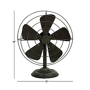 Deco 79 Metal Fan Sculpture, 15" x 8" x 18", Black
