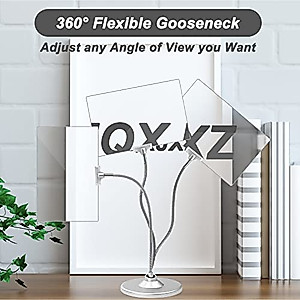 5X Magnifiers with Stand, 10"x6" Flexible Gooseneck Full Book Page Magnifying, Large Book Page Magnifier for Reading Small Prints & Low Vision Seniors with Aging Eyes, Sliver