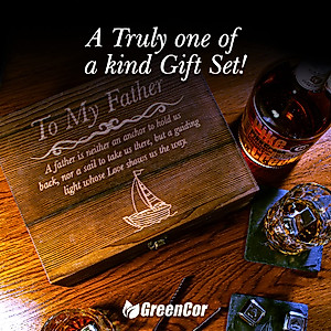 Birthday Gifts for Dad from Daughter - Son - Engraved ' To My Father ' Whisky Glass Gift Set - Dad Birthday | Fathers day