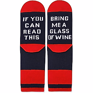 Zmart Funny Secret Santa Gifts Wine Socks Wine Gifts for Women, If You Can Read This Socks Bring Me Wine Socks Womens Novelty Socks Wine Stocking Stuffers