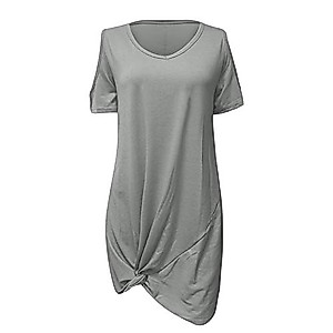 Women's 2021 Summer Boho Maxi Dress V-Neck Short Sleeve Solid Color Off-the-shoulder Dress Maternity Prom Dress (Gray, XL)