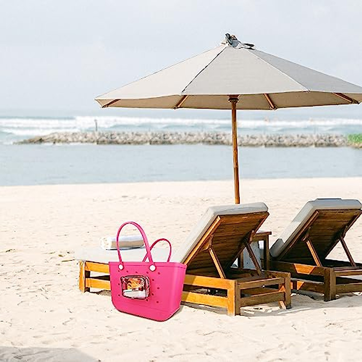 SAVITA 2pcs Clear Bags for Bogg Bag, Hole Insert Bags Clear Zipper Pouch for Bogg Bag for Travel Makeup Cleansing Brush Organizer Cosmetic (Black)