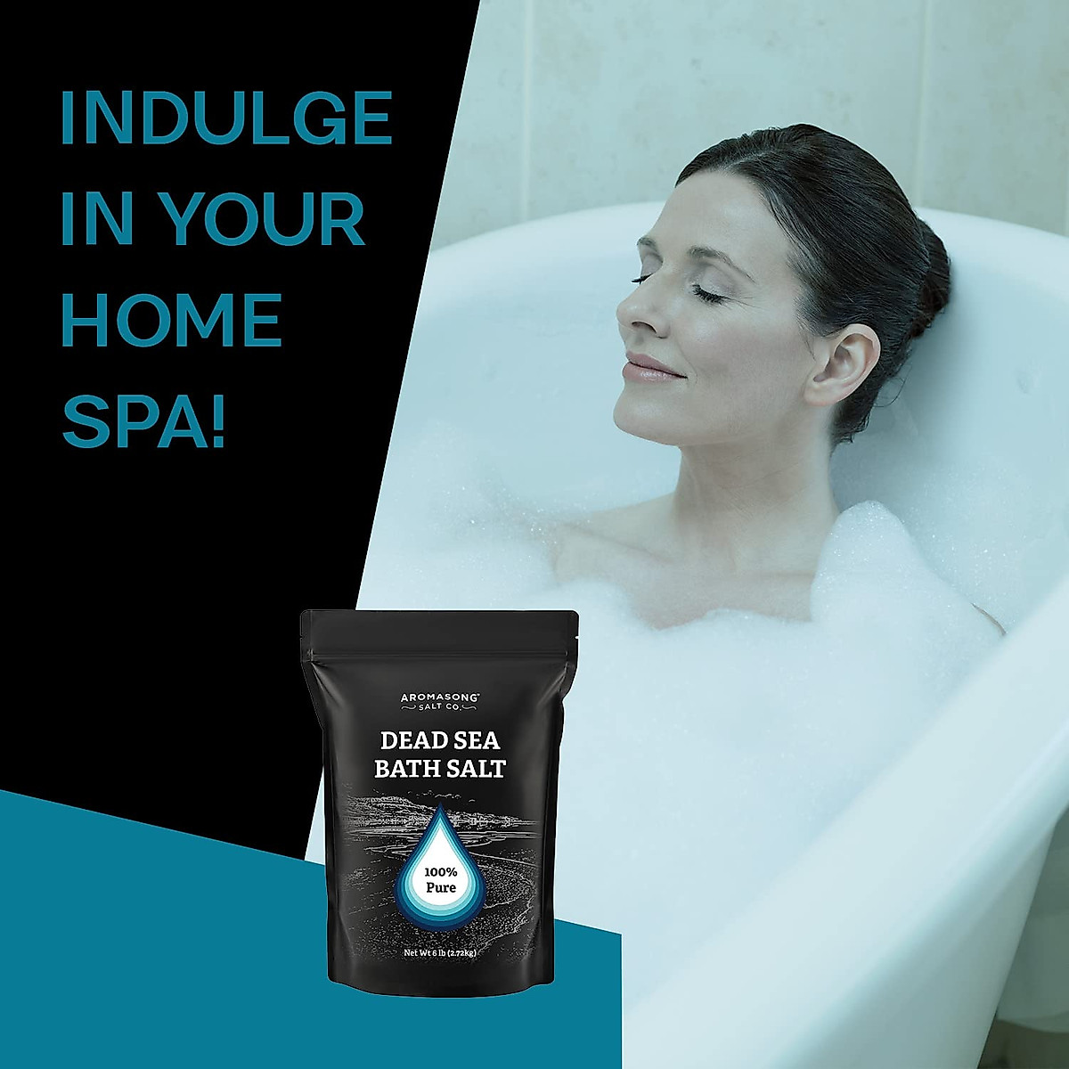 Aromasong Dead Sea Salt Bath Soak 6 Lbs. Bulk Pack – 100% Natural Dead Sea Salts for Soaking, Relaxation, and Detoxification of Skin, Dead Sea Salts for Bath to Rejuvenate and Refresh.