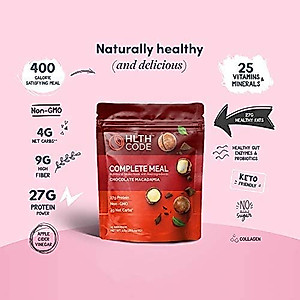 HLTH Code Complete Meal Replacement Powder | High Protein | Chocolate Macadamia Flavor | 15 Servings