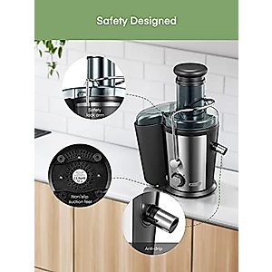 Juicer Machines Vegetable and Fruit, 800W Powerful Juilist Centrifugal Juicer Machines Easy to Clean with Brush, Dual Speeds Juice Extractor Machine with Large 3'' Feed Chute & Anti-Drip