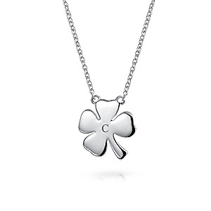 Personalized Engrave Layering Four Leaf Clover Shamrock Irish Lucky Horseshoe Pendant Necklace Western Jewelry For Women Teens .925 Sterling Silver Custom Engraved