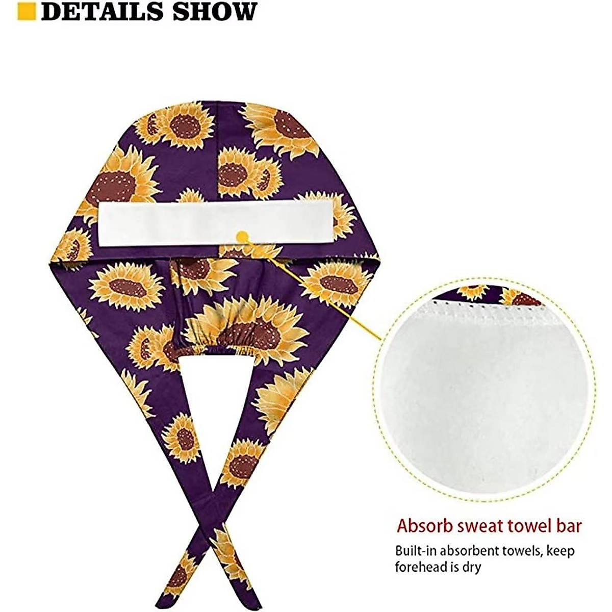 Cool Shark Working Cap Adjustable Working Hat with Sweatband Scrub Cap Bouffant Hat Cap Elastic Bandage Tie Back Hats Hair Covers Hat Dirtyproof Beanie for Women Men