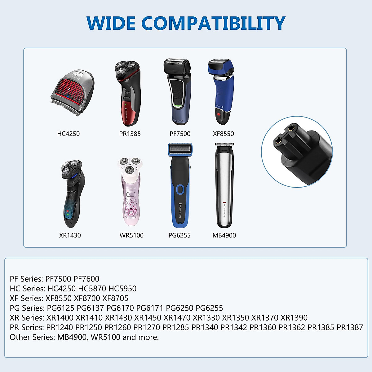 FNKTQL 5V for Remington Charger, Replacement Charger for Remington HC5870 HC4250 PF7500 PF7600 PG6250 PG6255 PG6170 PG6171 XR7000 XF8550 XF8700 Electric Razor Power Cord with Cleaning Brush