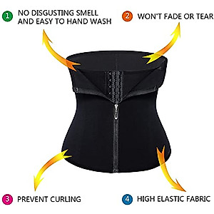 URSEXYLY Women Waist Trainer Corset Zipper Hook Shapewear Double Control Body Shaper Tummy Control Waist Cincher (XS, Black)