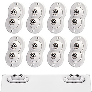 FYY Self Adhesive Caster Wheels, 8PCS Mini Swivel Wheels 360 Degree Rotation Stainless Steel Paste Pulley Sticky Pulley for Small Furniture Storage Box Trash Can Bins White