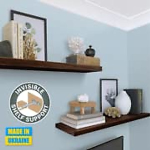 Wood Floating Shelves Set of 2-Rustic Shelf 24 inch Wide Wooden Wall Shelves for Living Room Bedroom Kitchen Bathroom Farmhouse Brown Color 24"x6.5"