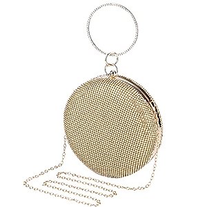 UBORSE Round Rhinestones Clutch Evening Bags for Women Gold Formal Bridal Wedding Clutch Purse Prom Cocktail Party Handbags